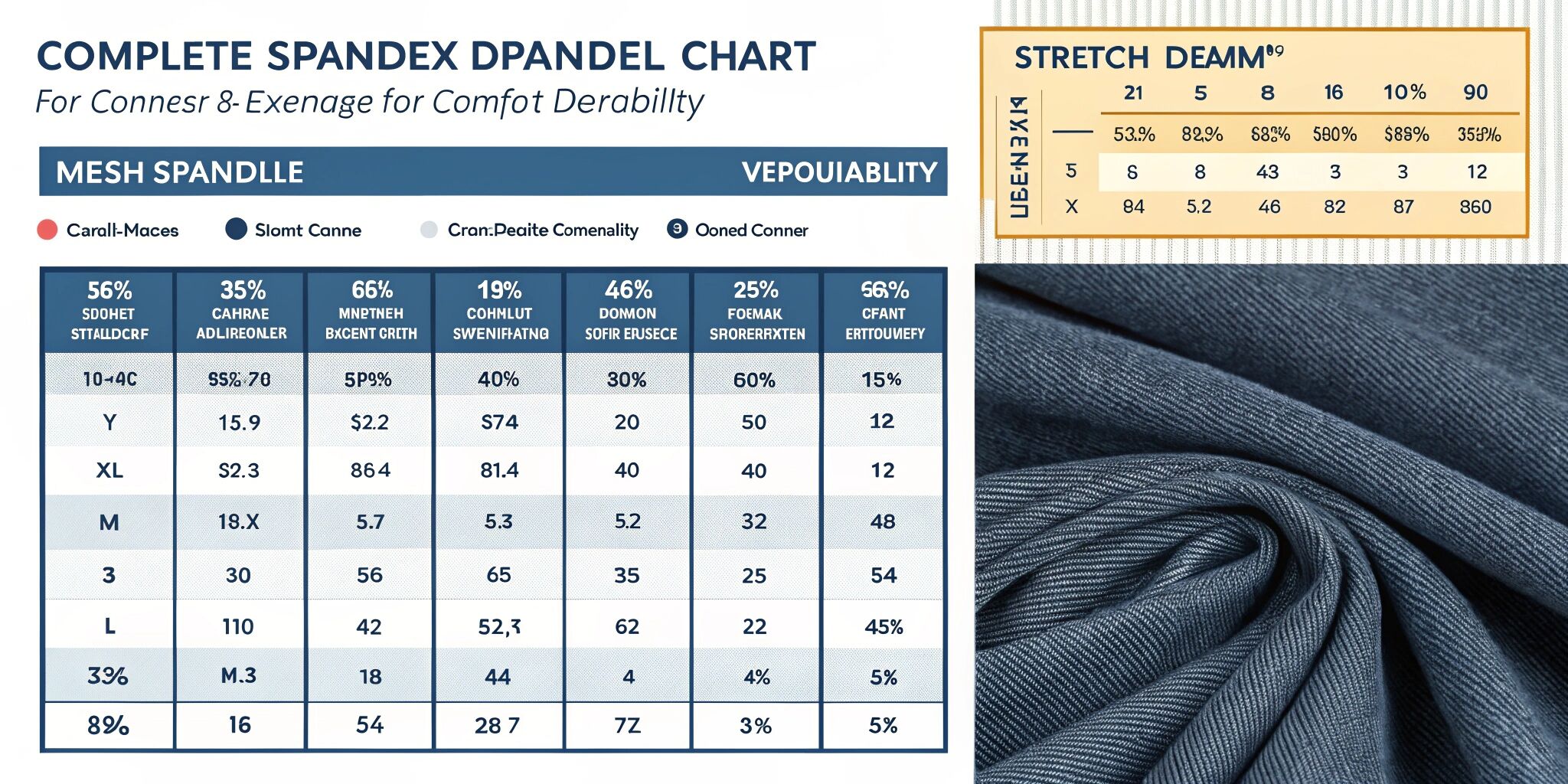 Stretch Denim Fabric Guide: The Complete Spandex Percentage Chart for ...
