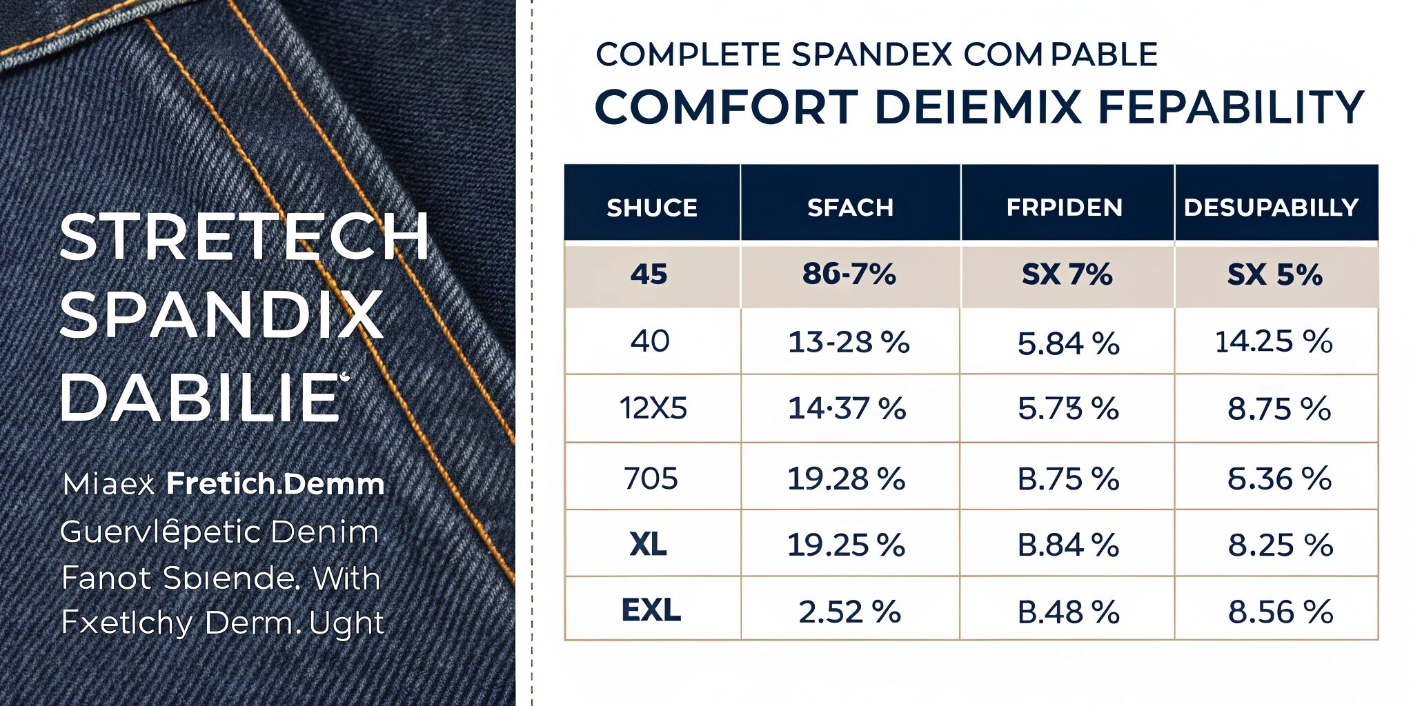 Stretch Denim Fabric Guide: The Complete Spandex Percentage Chart for ...